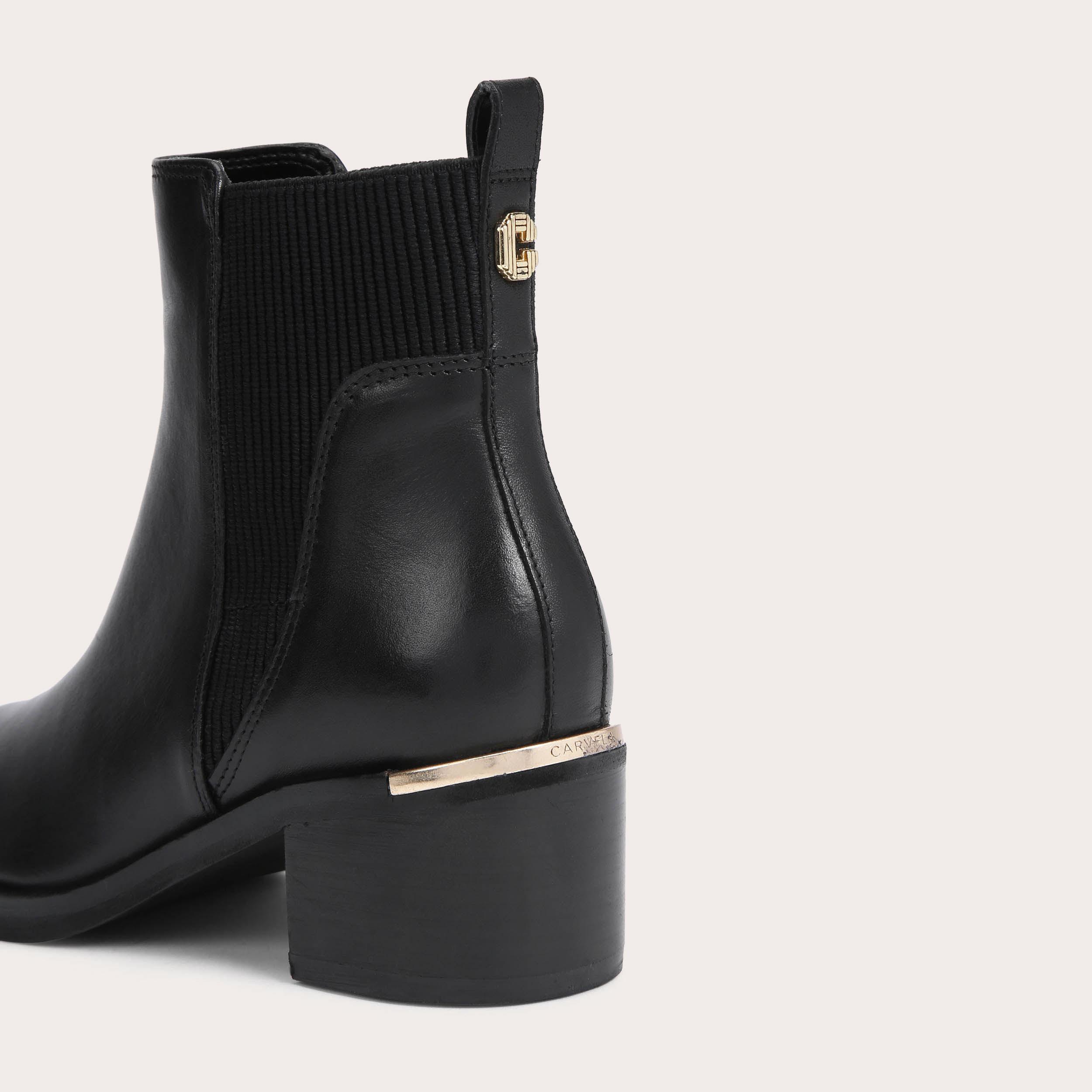 LIBERTY ANKLE Black Leather Ankle Heel Boot by CARVELA