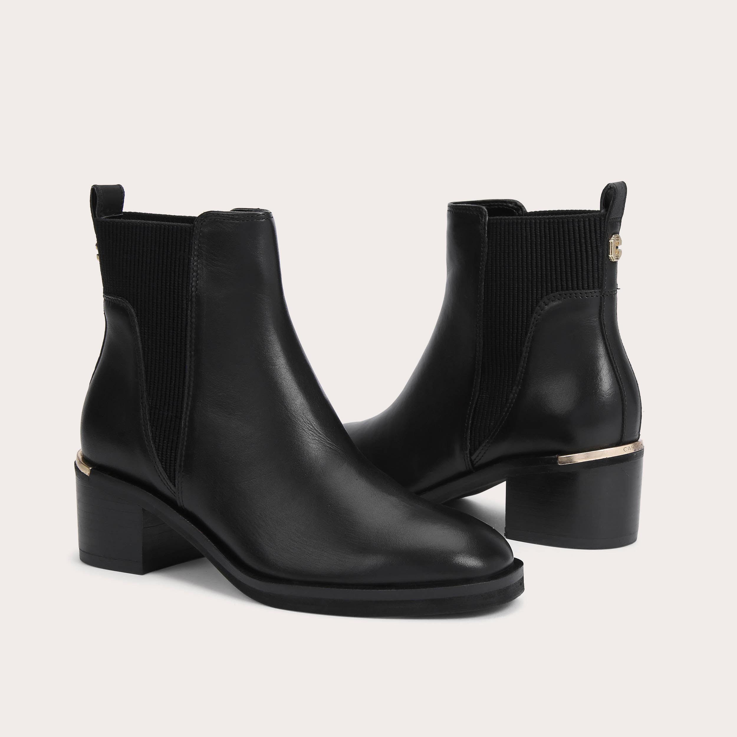 LIBERTY ANKLE Black Leather Ankle Heel Boot by CARVELA