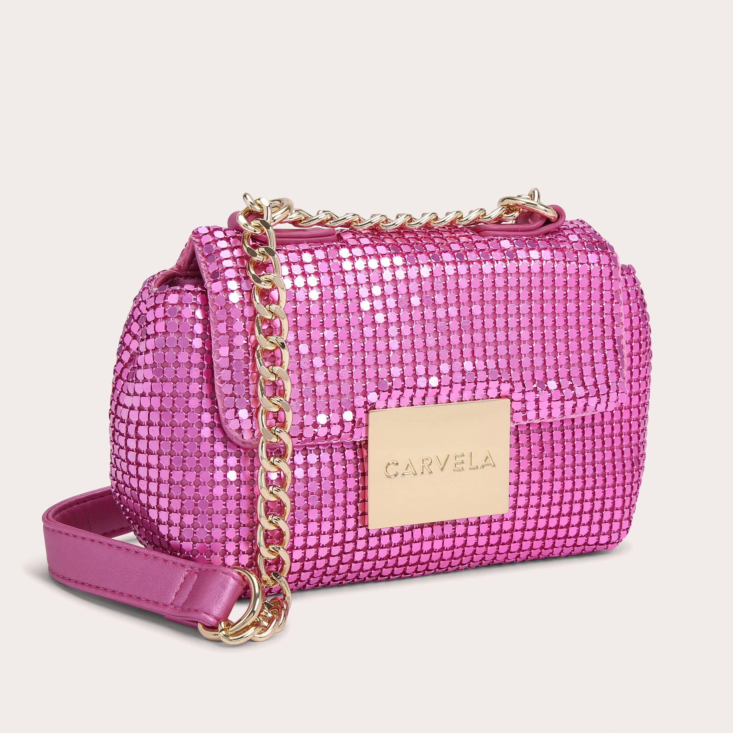 MINI BAILEY CHNMAIL SOFT Pink Chainmail Soft Cross Body Bag by CARVELA