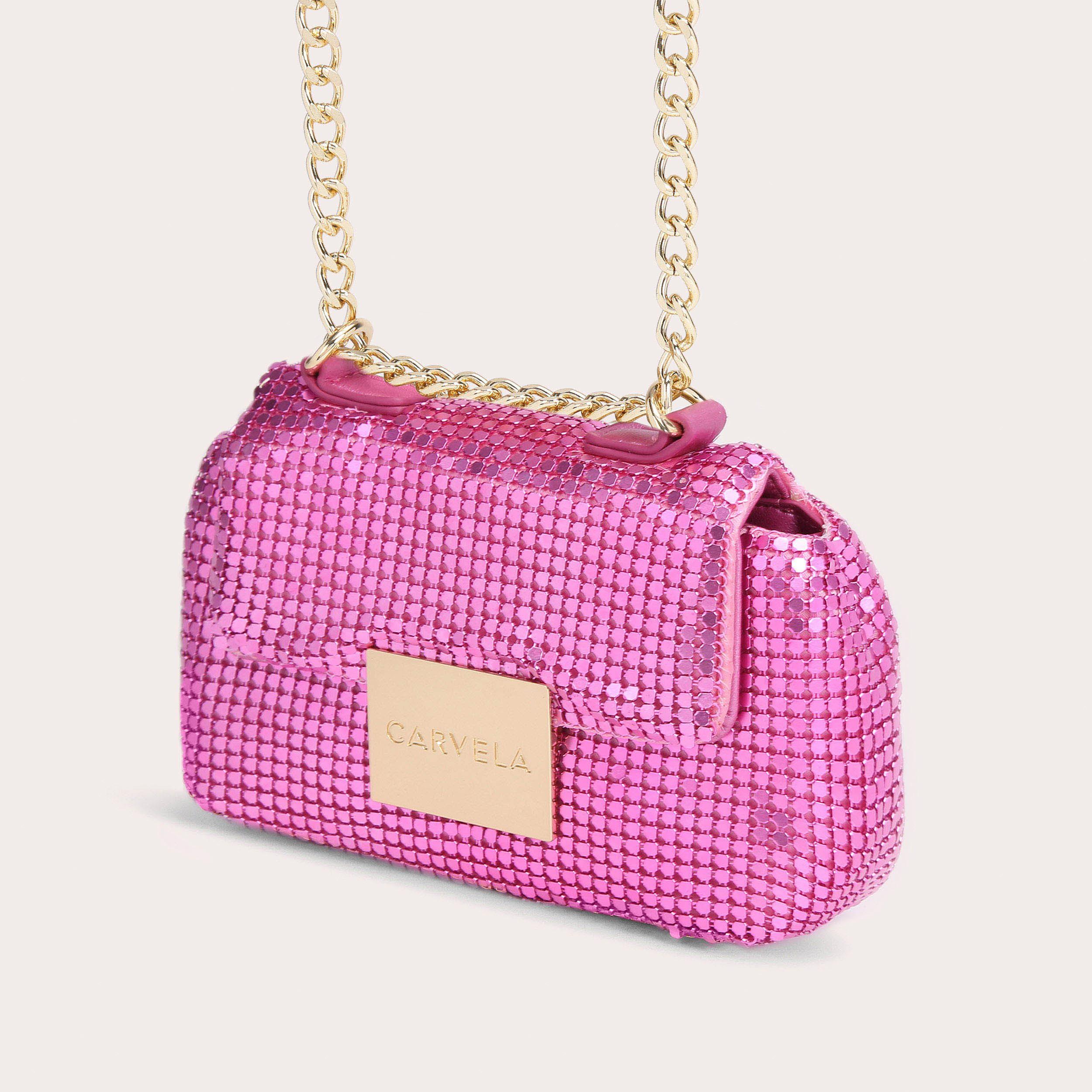 MINI BAILEY CHNMAIL SOFT Pink Chainmail Soft Cross Body Bag by CARVELA