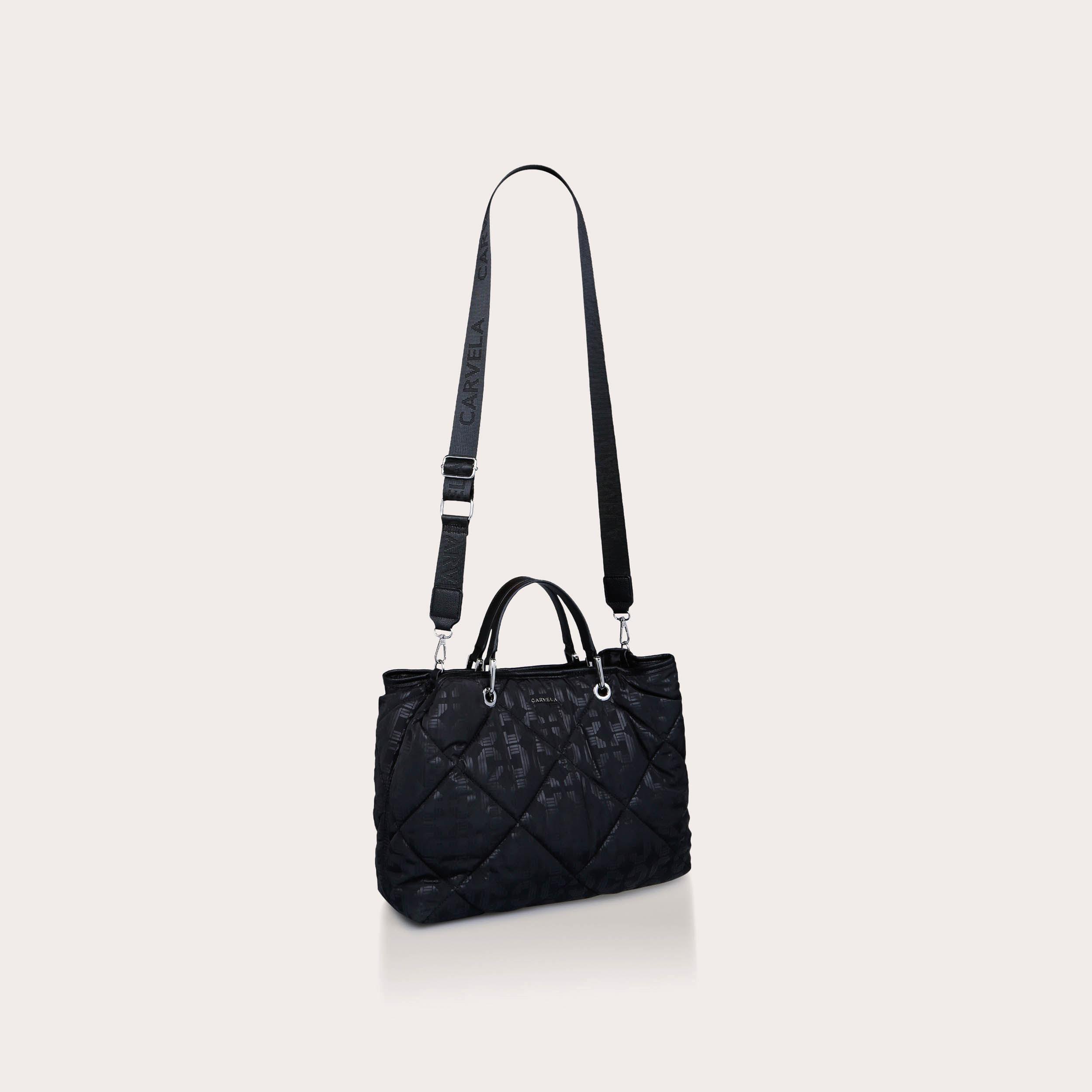 CLOUD SHOPPER Black Monogram Textured Tote Bag by CARVELA