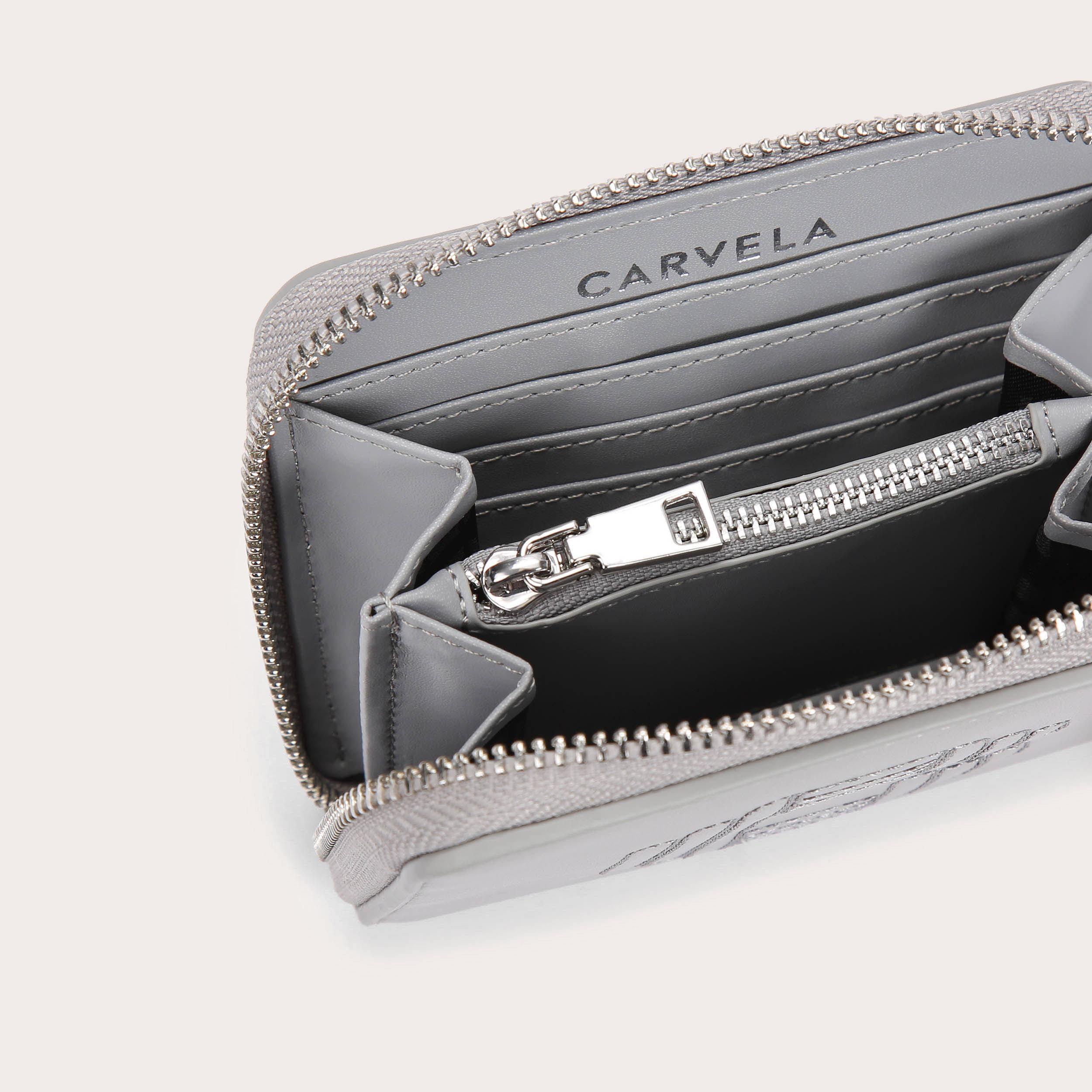 ICON SQ WALLET Grey C Zip Around Square Wallet by CARVELA