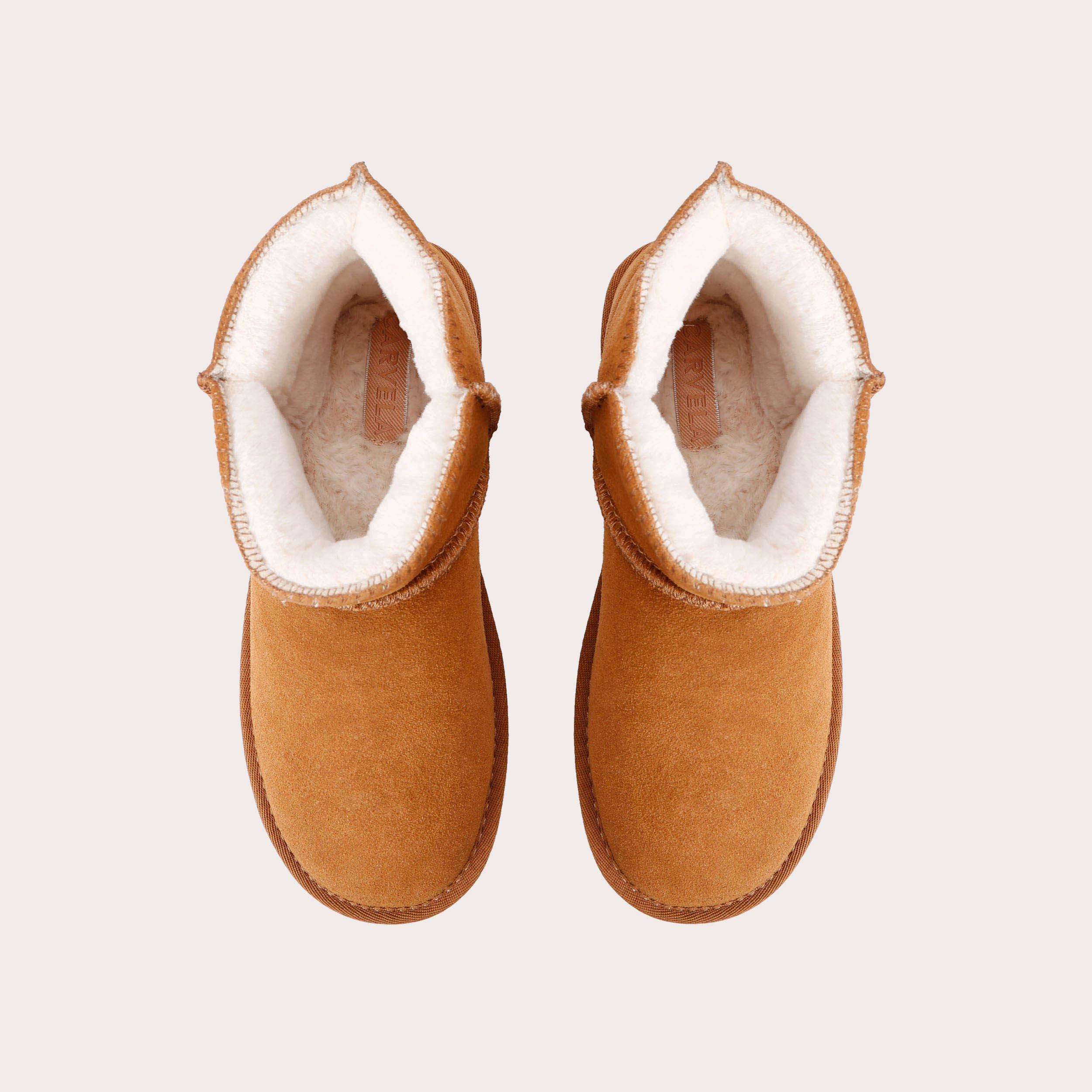 SOFTY MINI BOOT Tan Suede Faux Fur Ankle Boot by CARVELA