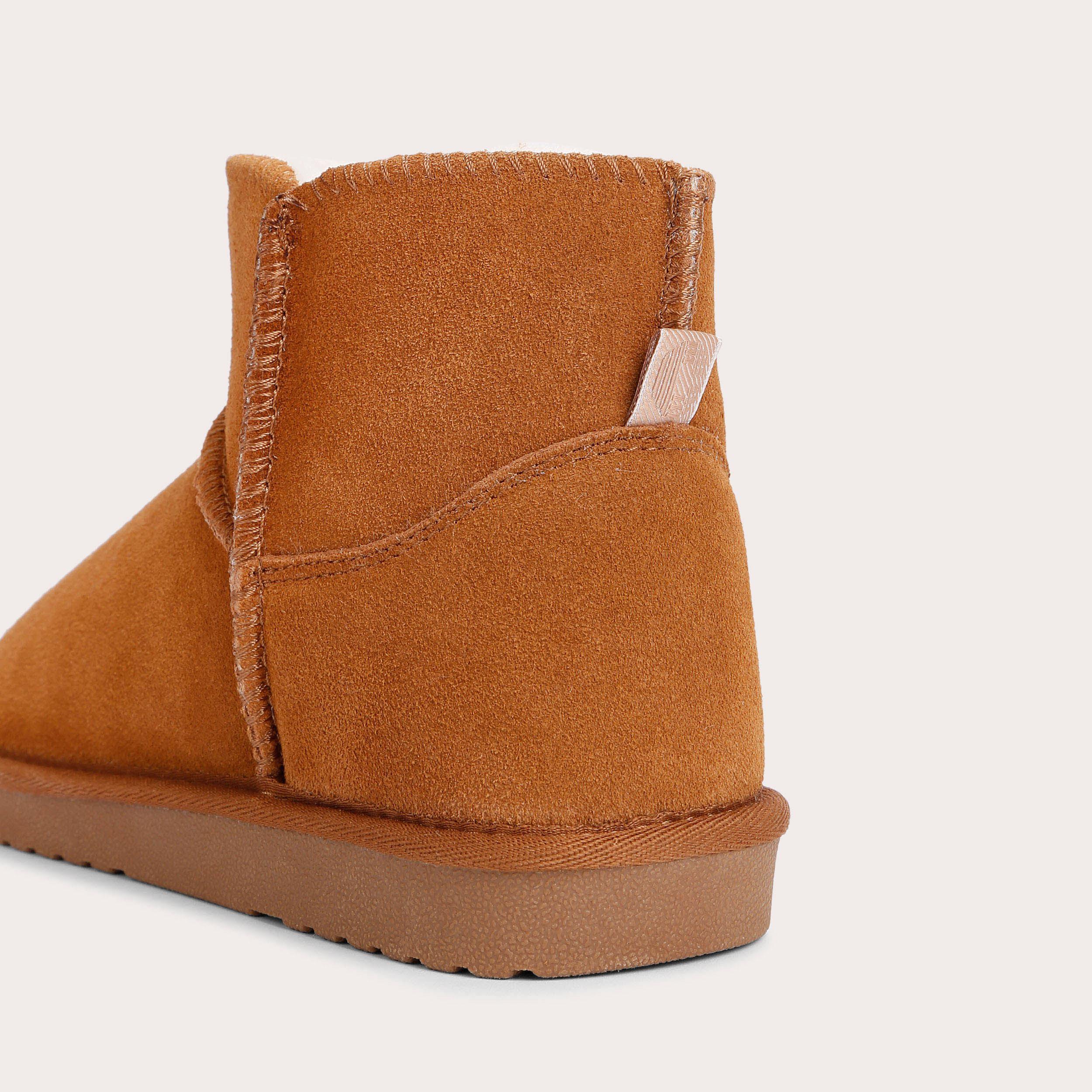 SOFTY MINI BOOT Tan Suede Faux Fur Ankle Boot by CARVELA