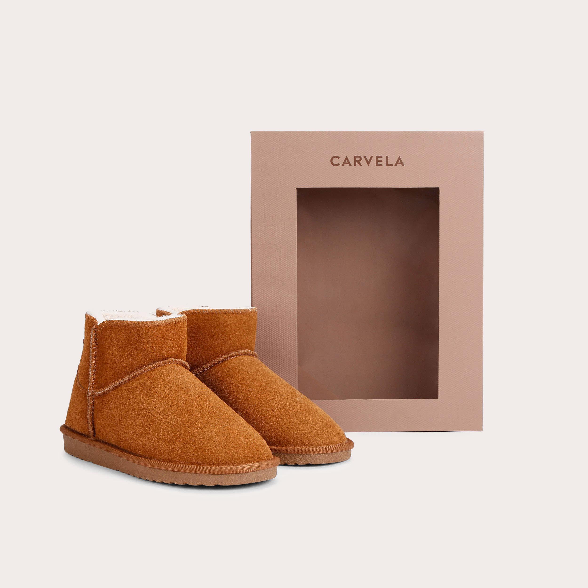 SOFTY MINI BOOT Tan Suede Faux Fur Ankle Boot by CARVELA