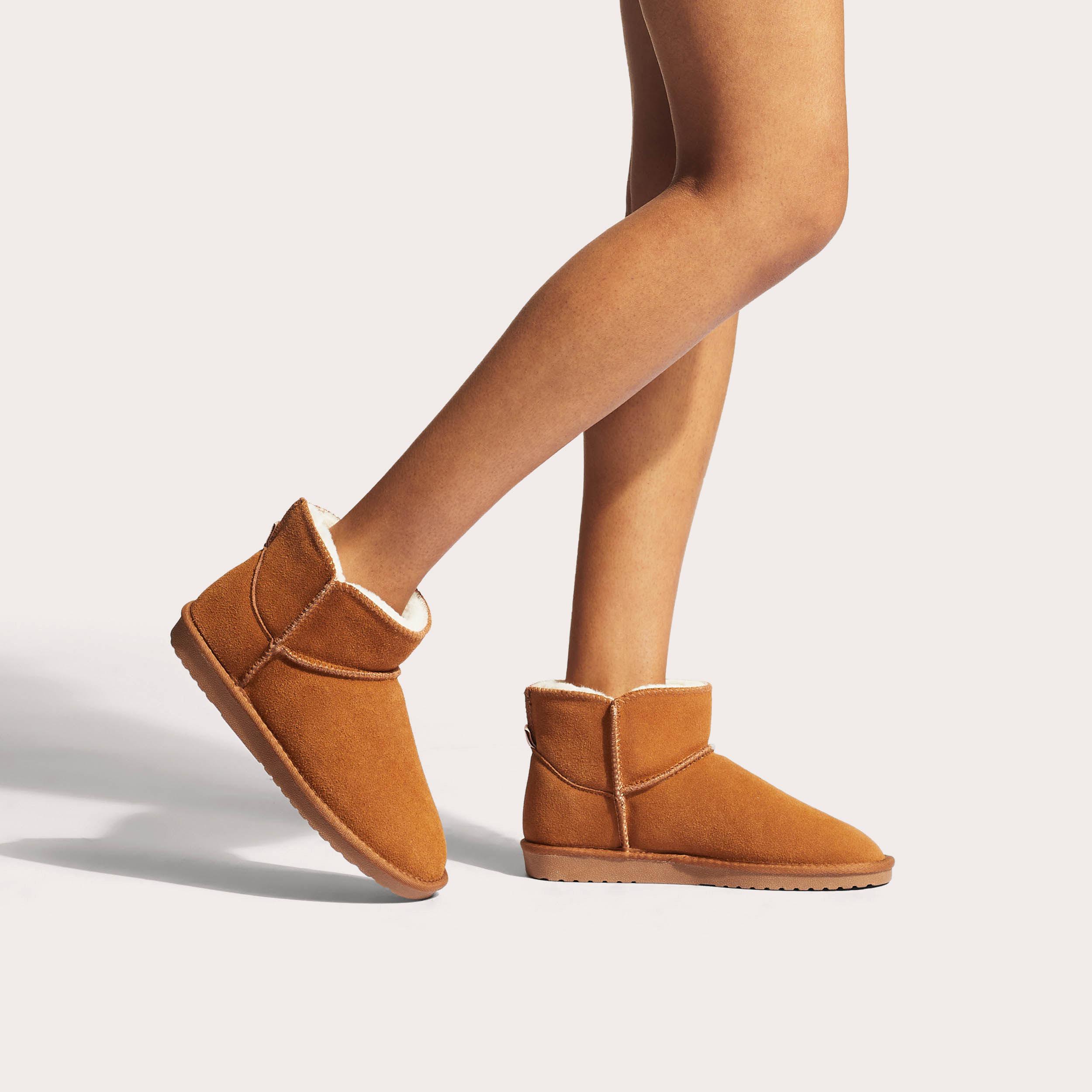 SOFTY MINI BOOT Tan Suede Faux Fur Ankle Boot by CARVELA