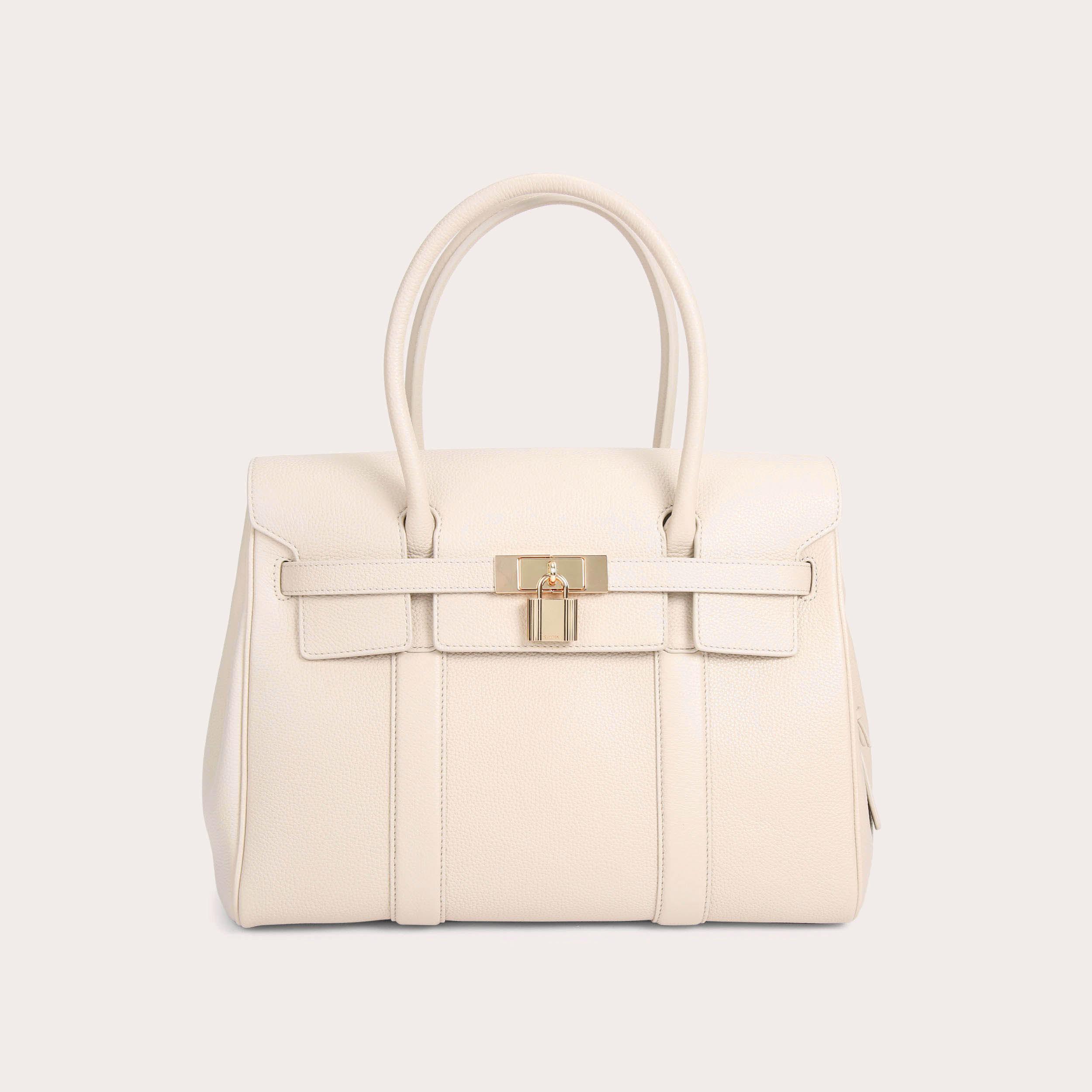 HENLEY LOCK TOTE Bone Tote Bag by CARVELA