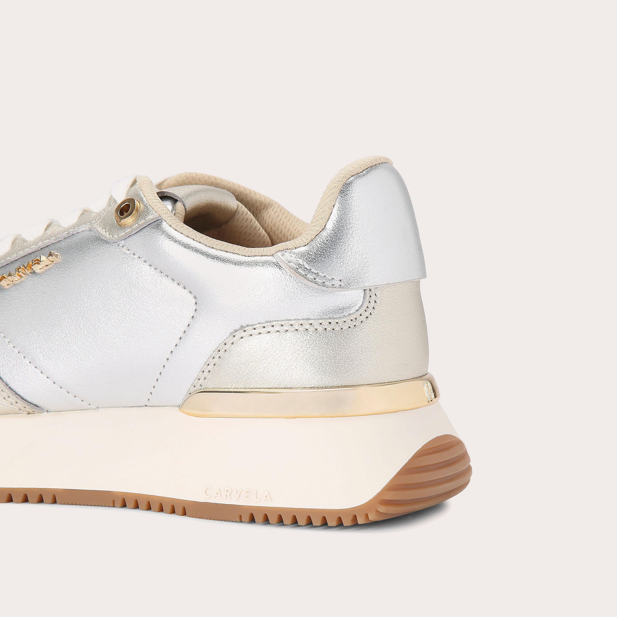 FLARE Silver Lace Up Trainer by CARVELA