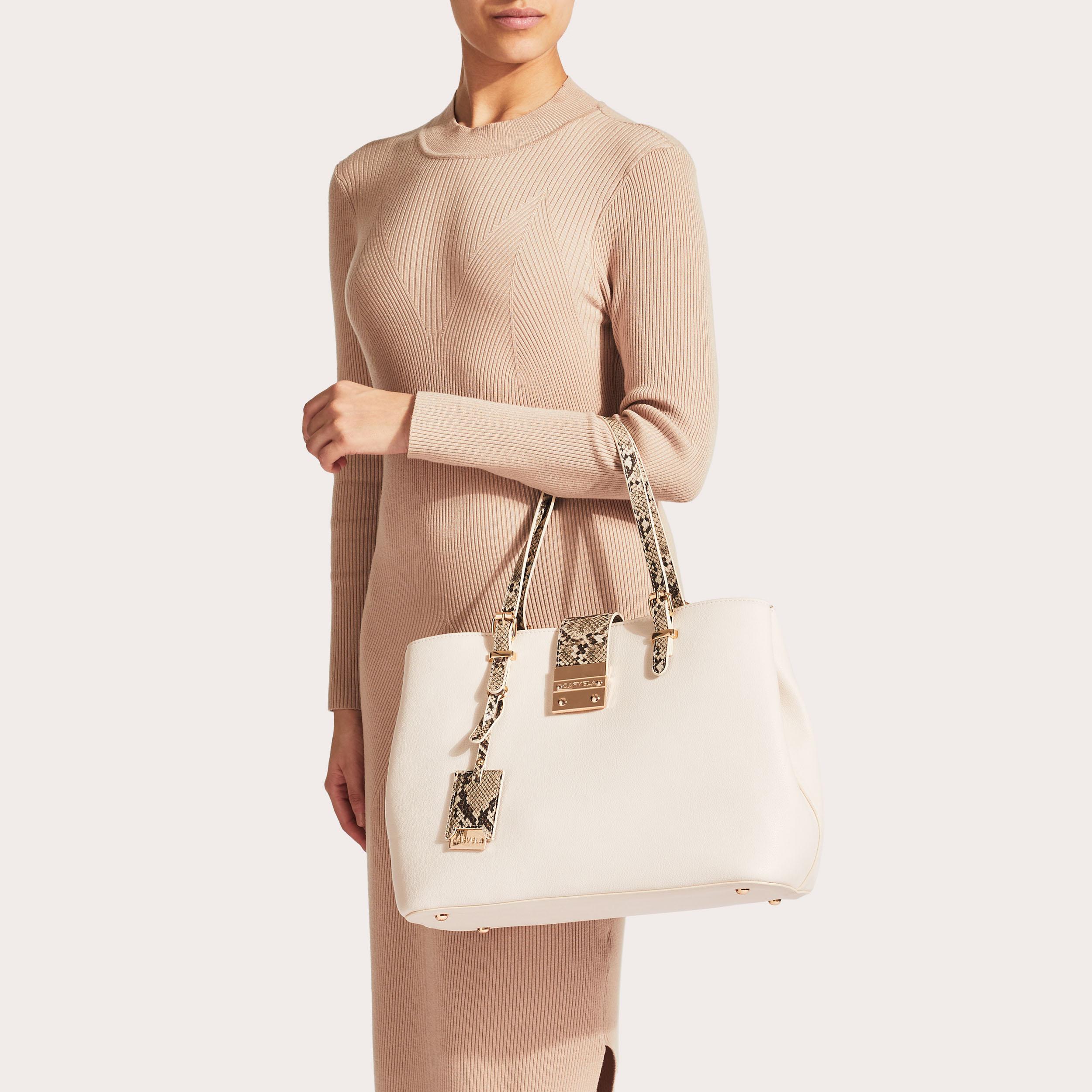 MIDI MANDY Bone Snake Print Tote Bag by CARVELA