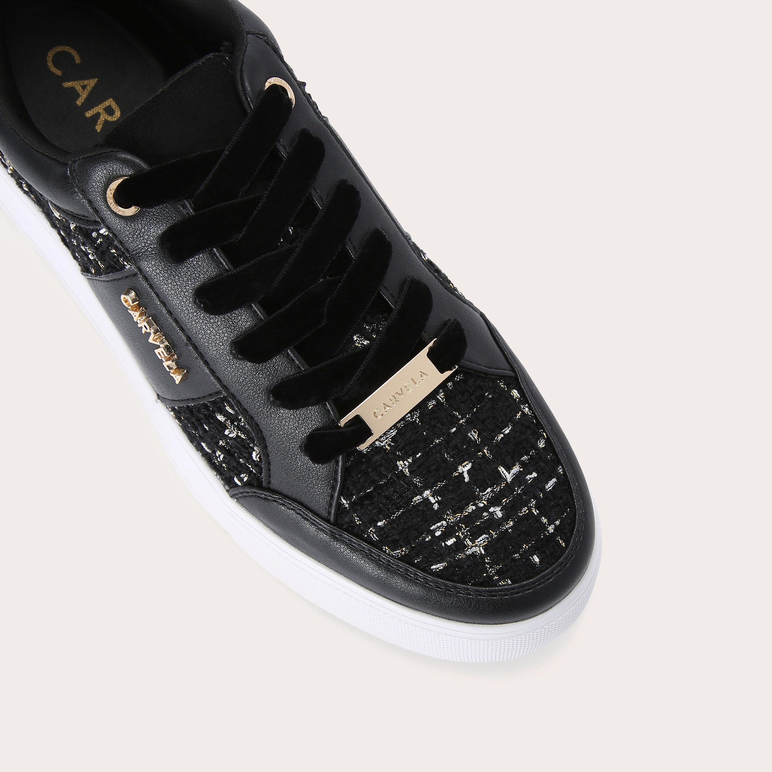 JIVE LACE UP Black Tweed Trainers by CARVELA