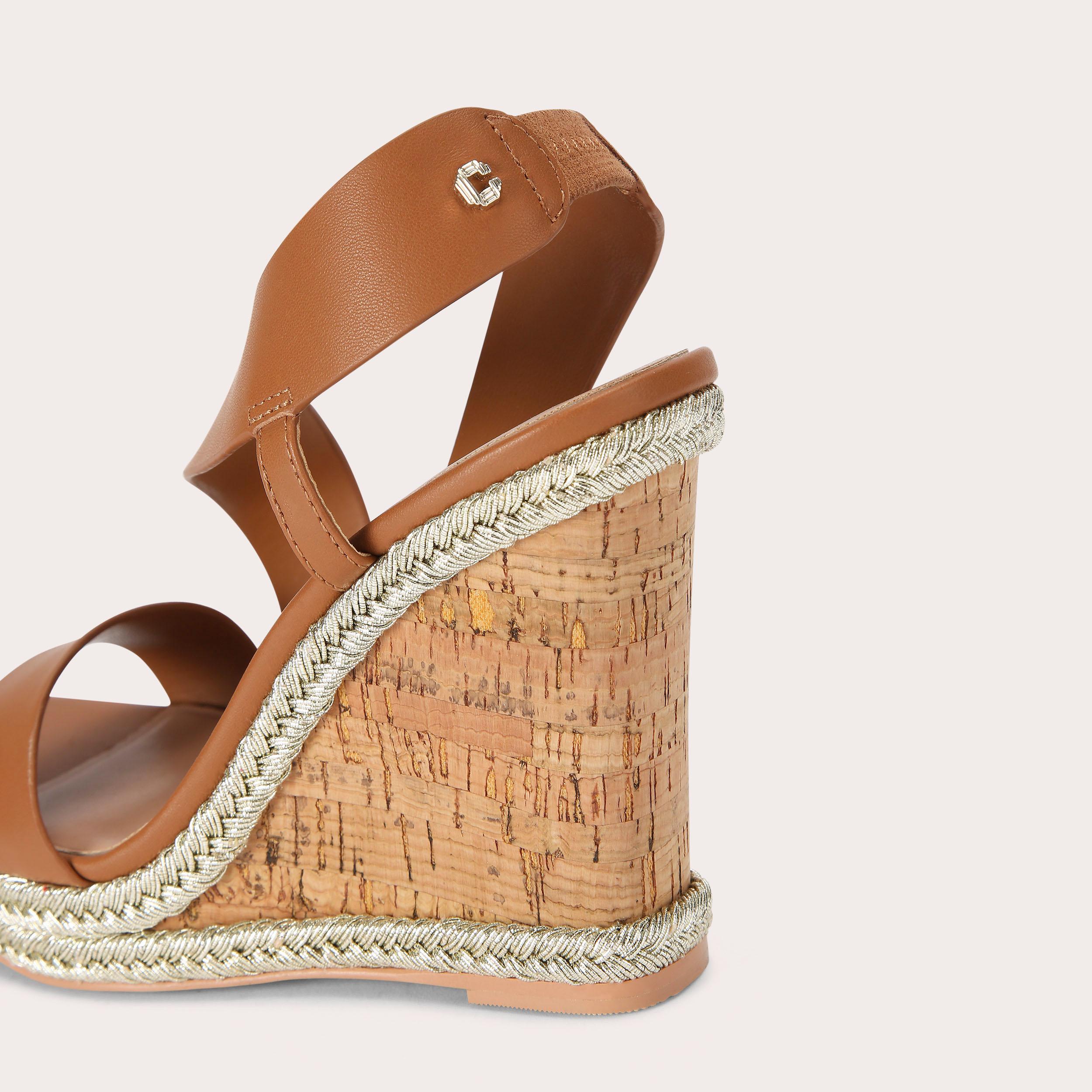 GALA WEDGE 110 Tan Leather Alternative Wedge Heel by CARVELA