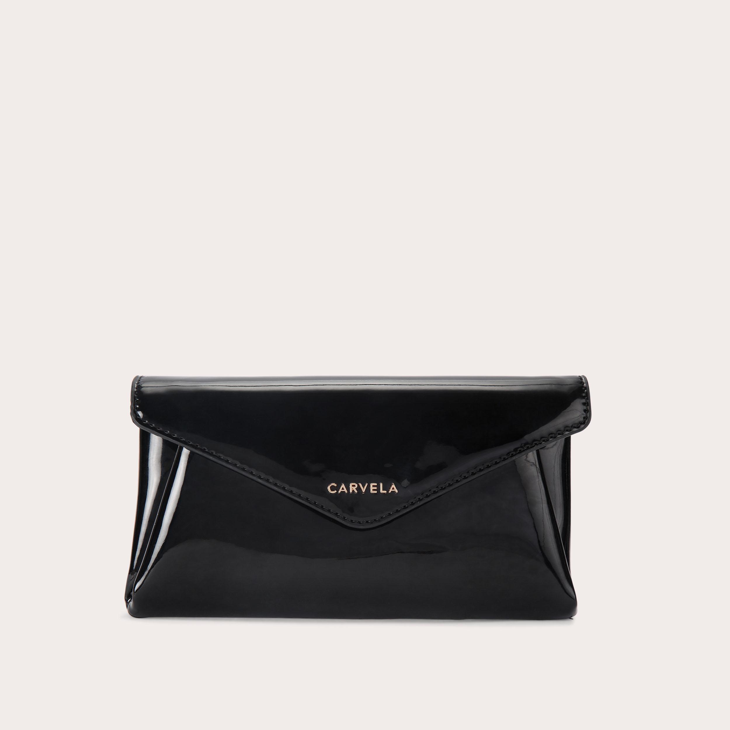 MEGAN ENVELOPE CLUTCH Black Patent Envelope Clutch Bag by CARVELA