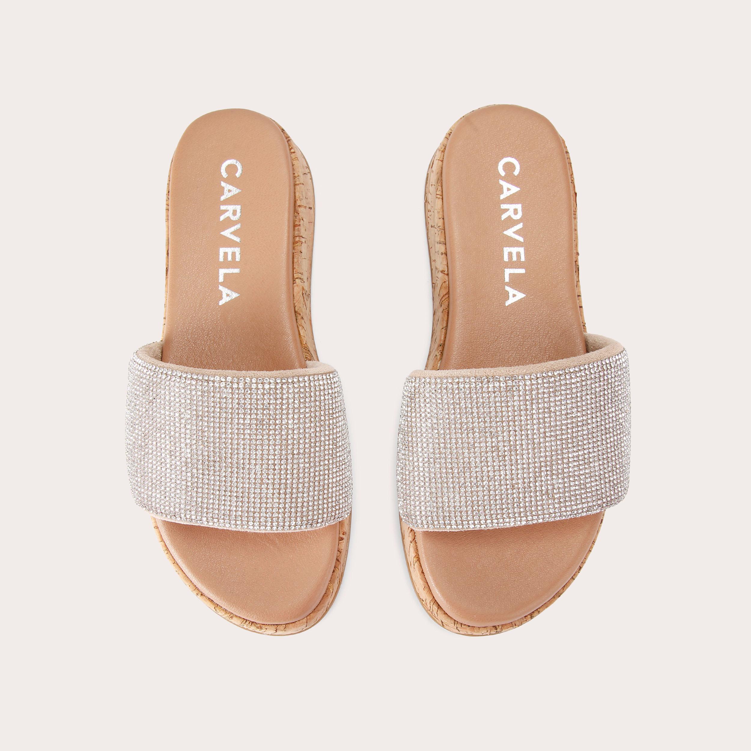 CLOUD MULE Silver Crystal Sandal by CARVELA