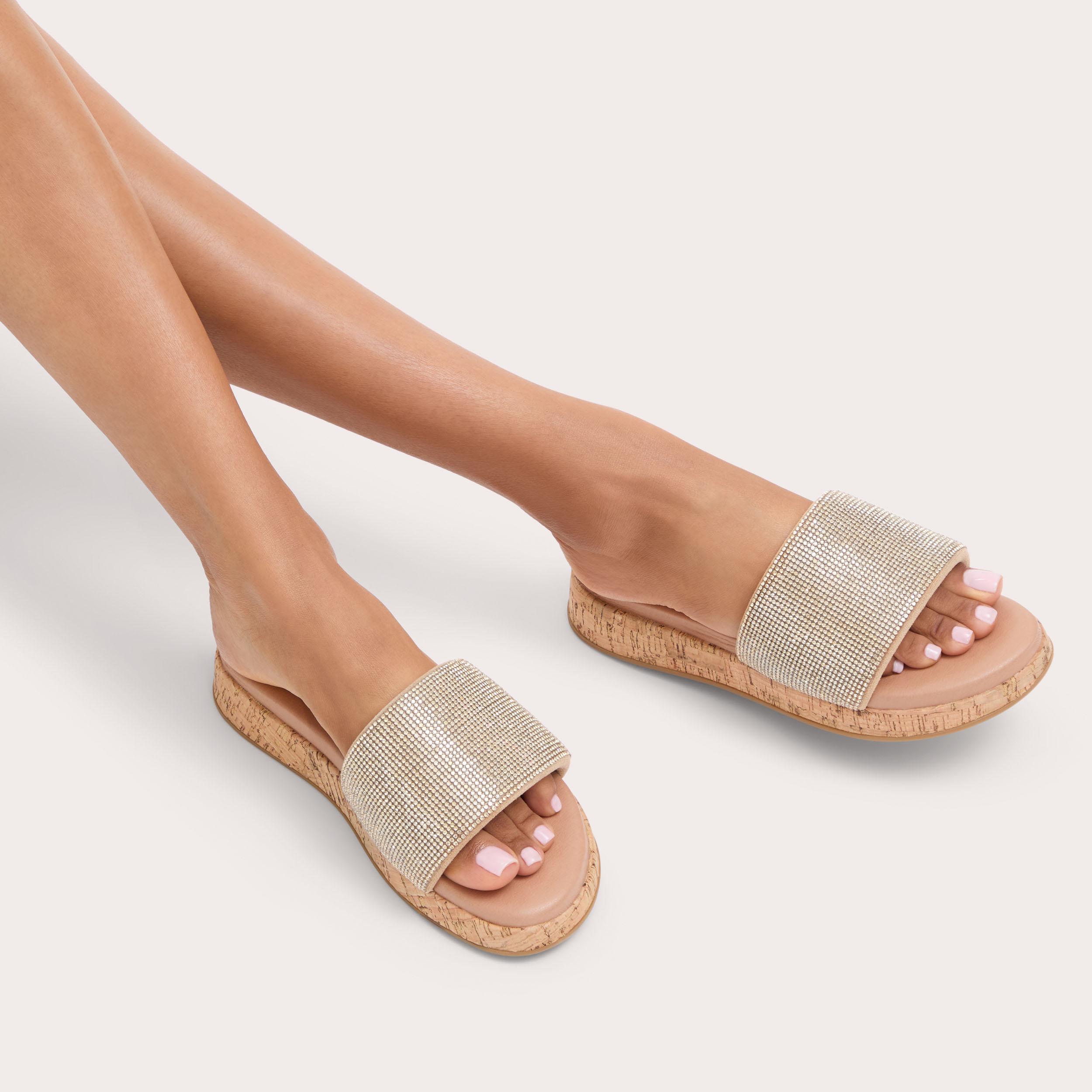 CLOUD MULE Gold Crystal Slip On Sandal by CARVELA