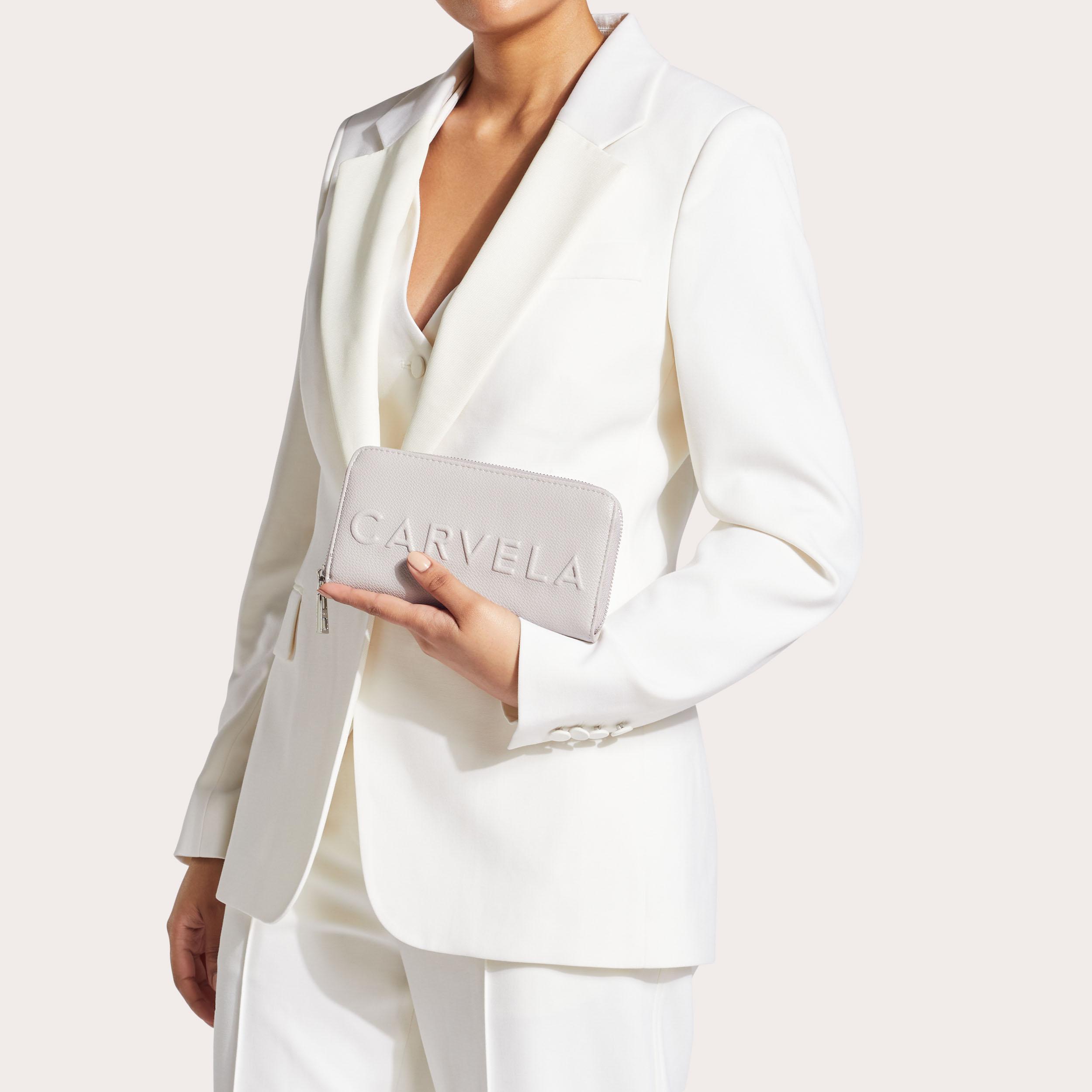 FRAME PURSE Grey Long Wallet by CARVELA